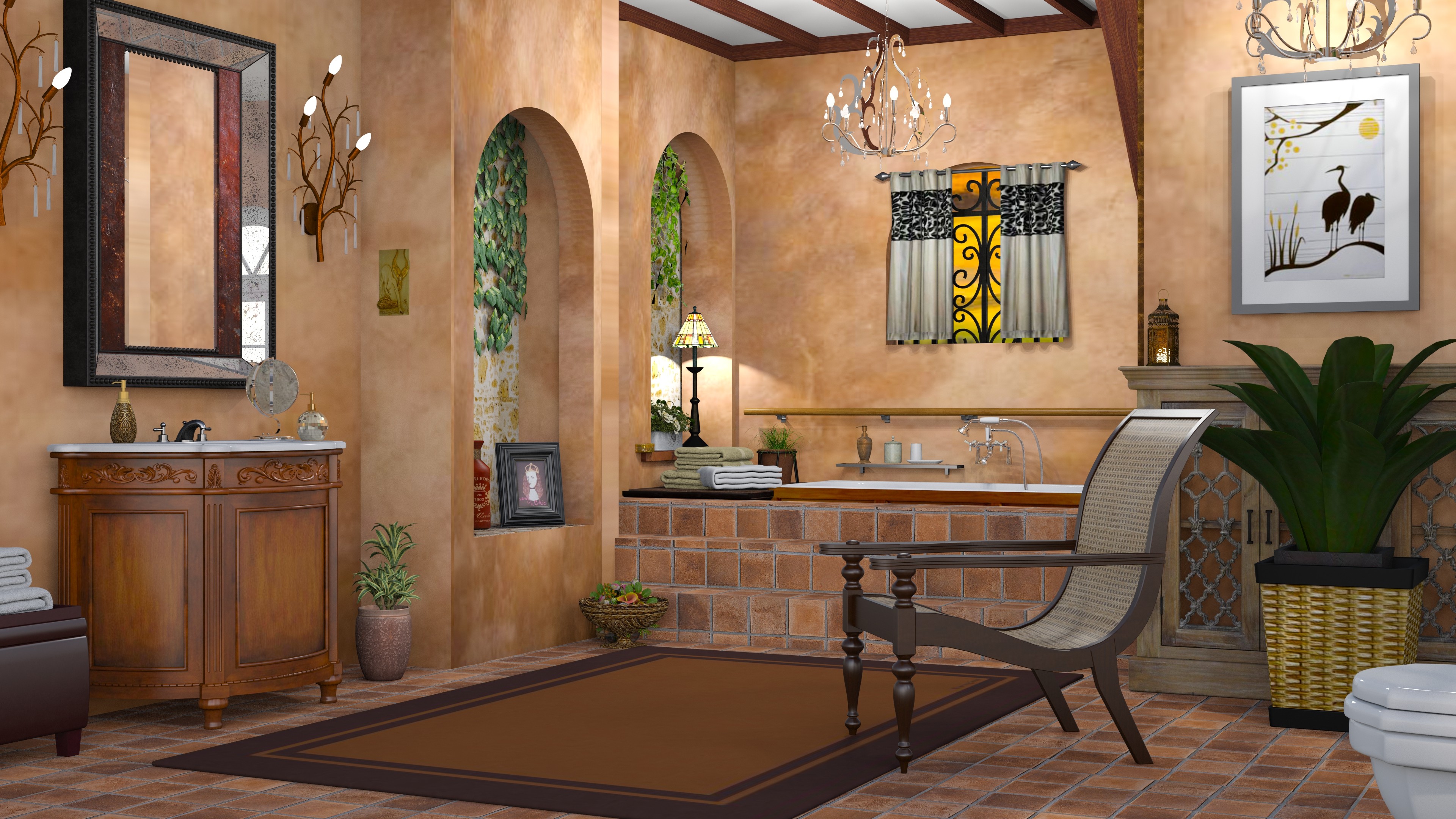 Shelf Tuscan Style Bathroom